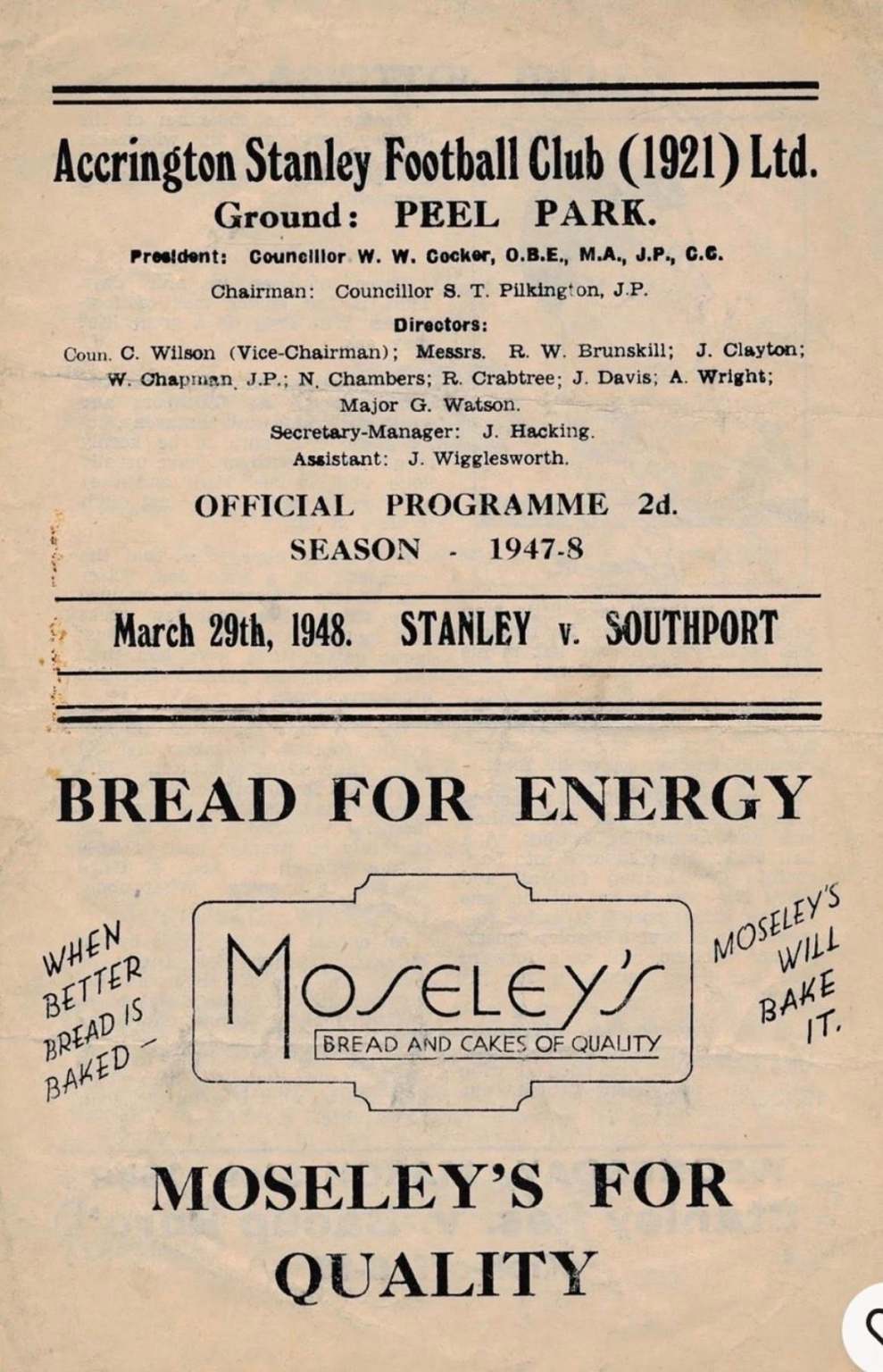 ASFC Programme Collection - On Stanley On!